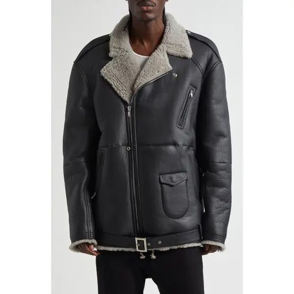 Rick Owens Jumbo Luke Stooges Leather Jacket In Black/ Pearl - 30
